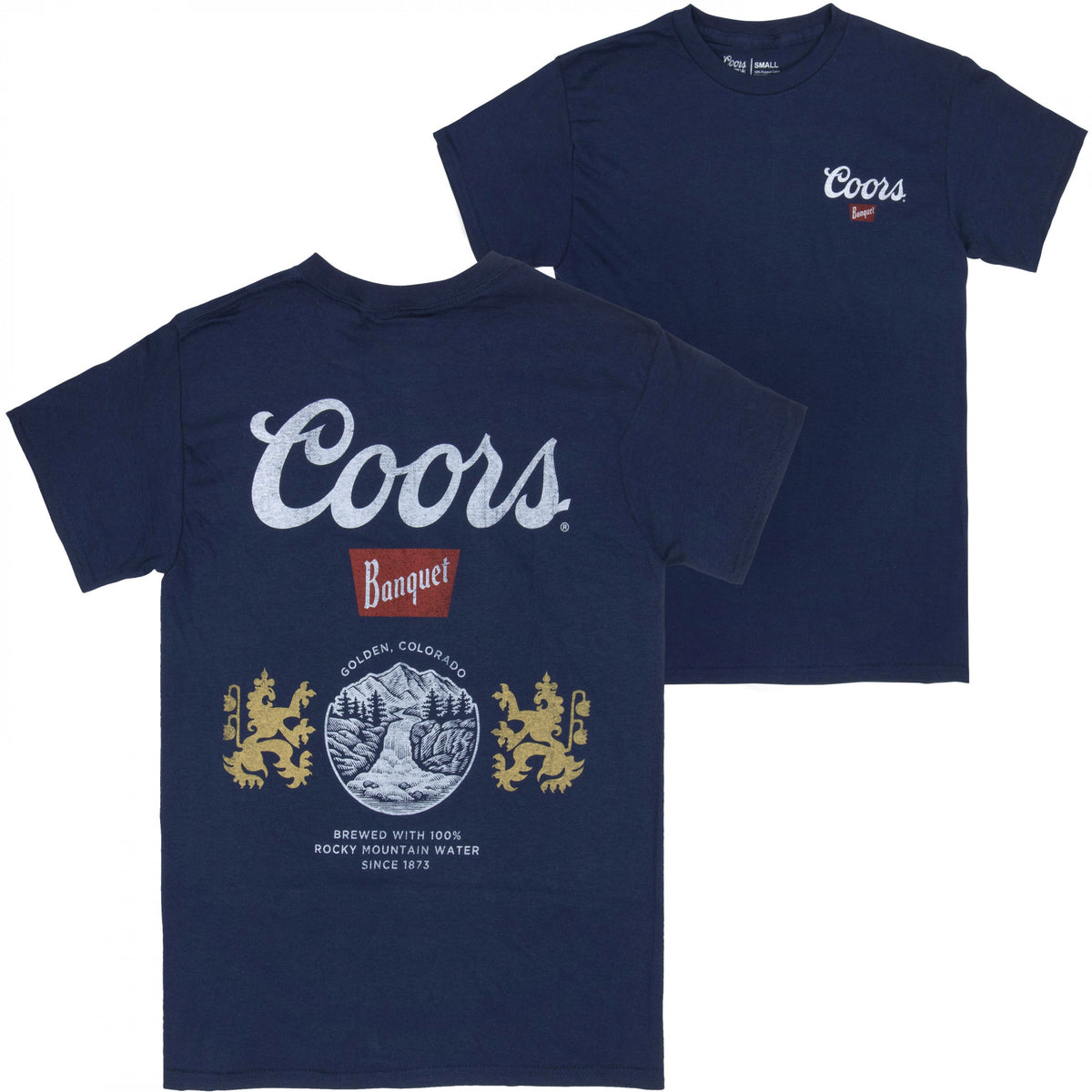 Coors Banquet Can Logo Front and Back Print Navy T-Shirt – CRAFTY BEER ...