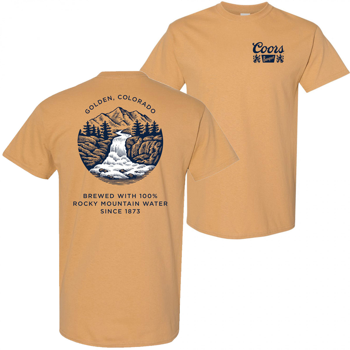 Coors Banquet Waterfalls Front and Back Print Gold Colorway T-Shirt ...