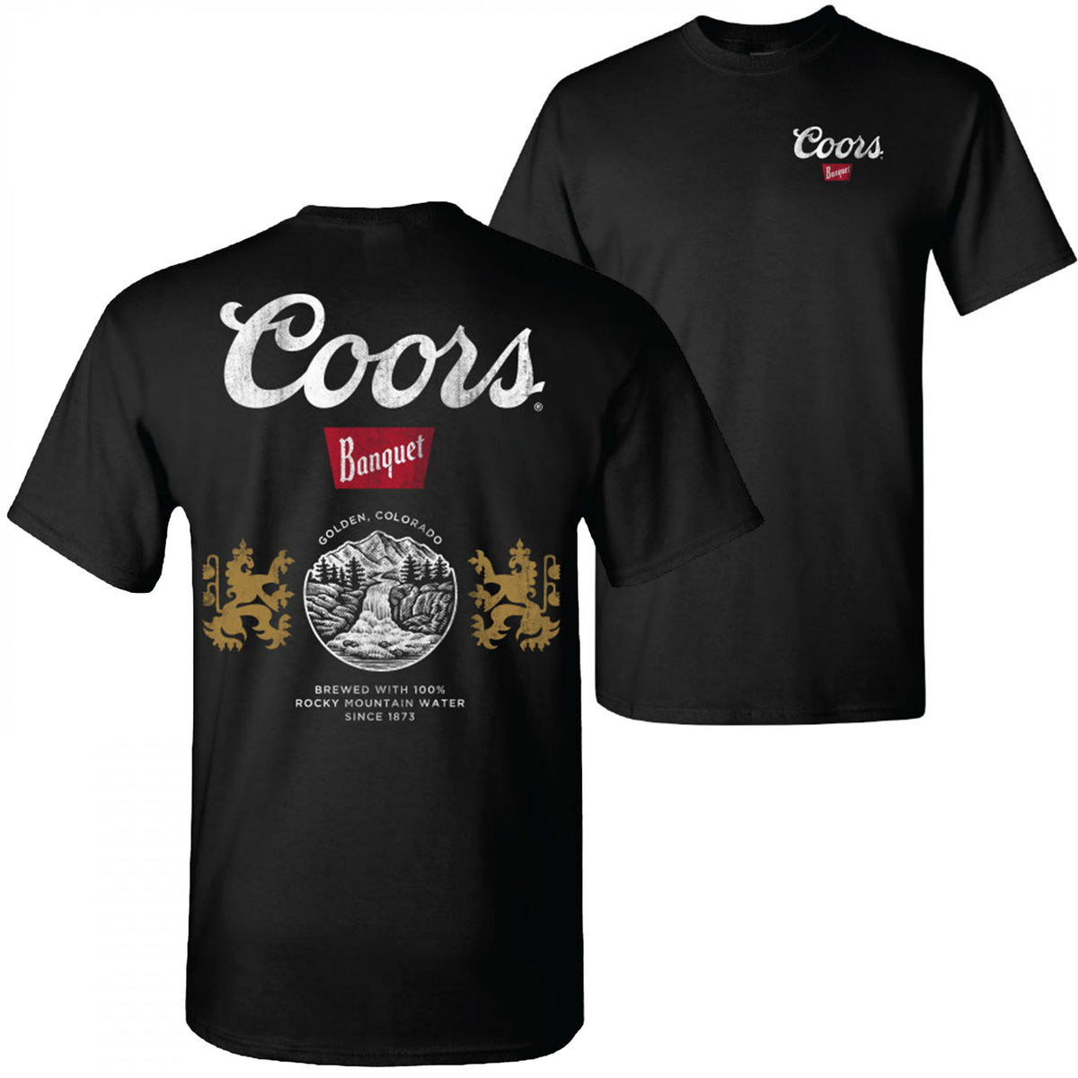 Coors Banquet Can Logo Front and Back Print Black T-Shirt – CRAFTY BEER ...